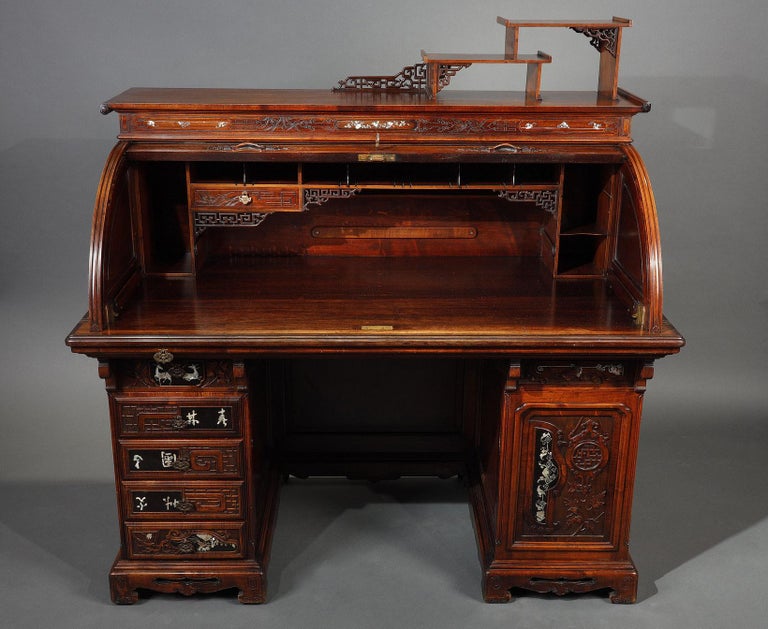 "Japonisme" Cylinder Desk Att. to G. Viardot, France, circa 1880 For ...
