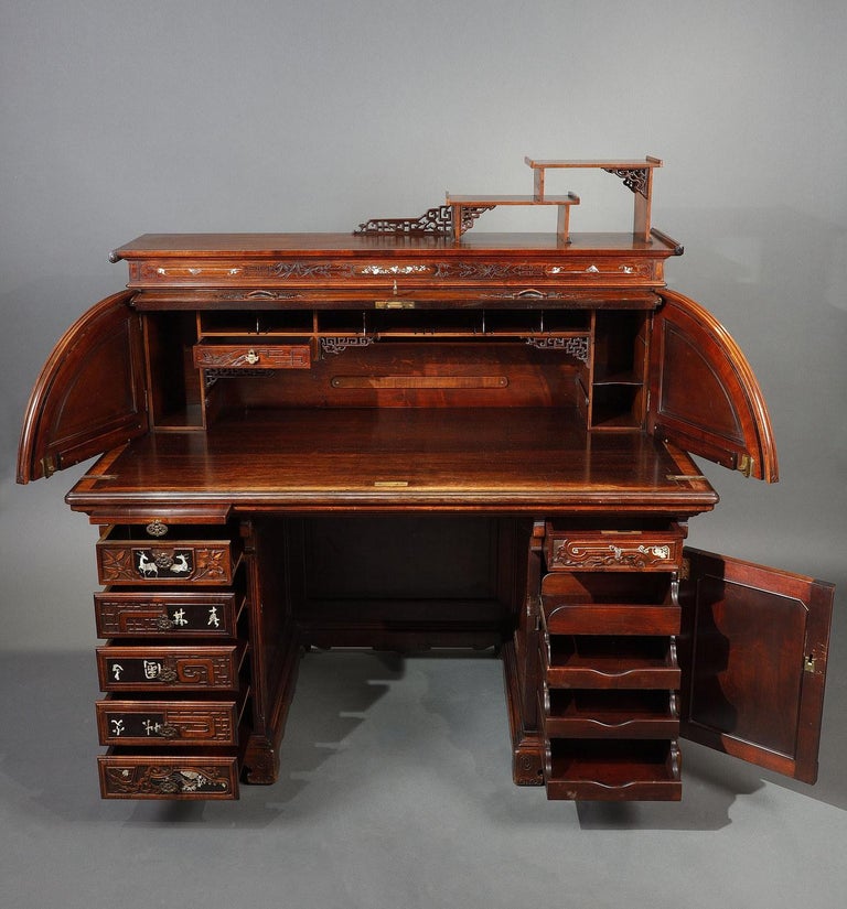 "Japonisme" Cylinder Desk Att. to G. Viardot, France, circa 1880 For ...