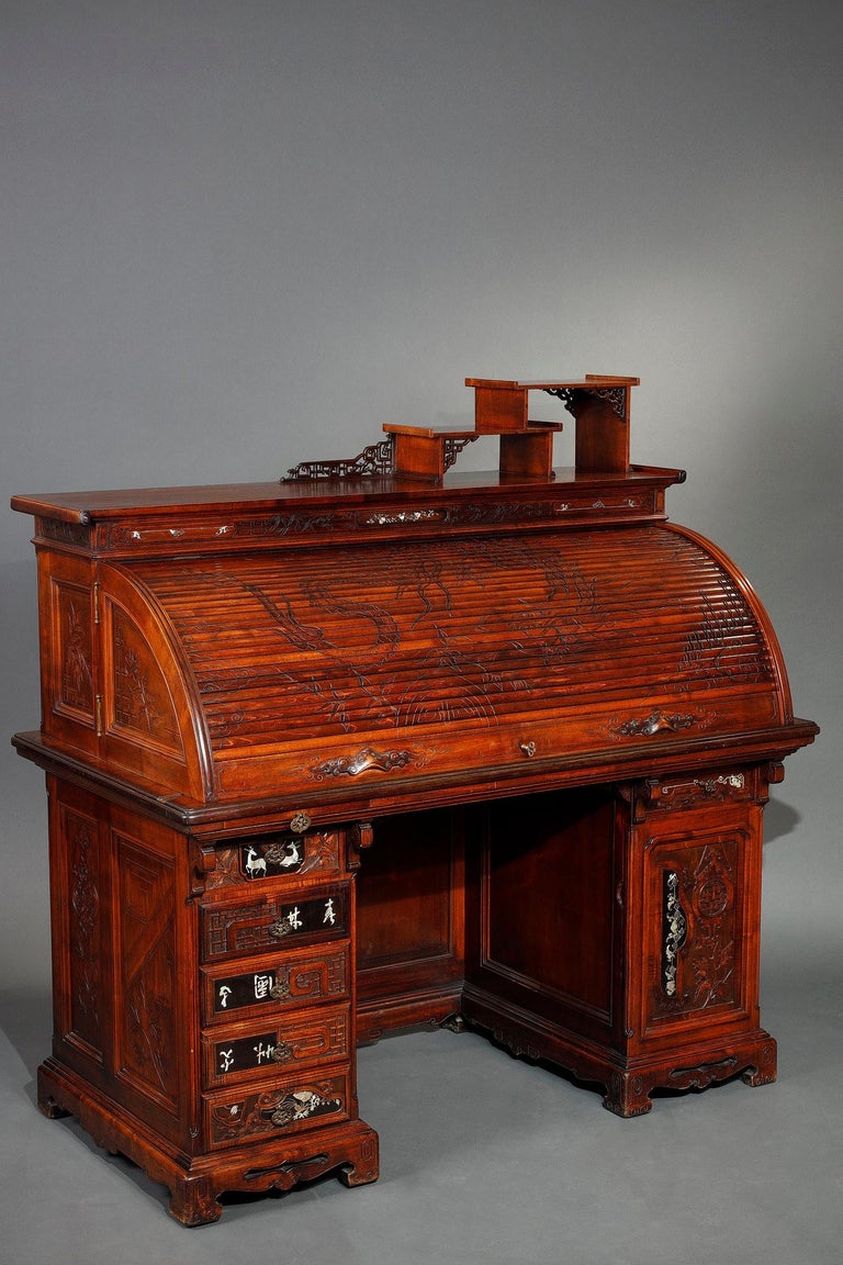 "Japonisme" Cylinder Desk Att. to G. Viardot, France, circa 1880 For ...