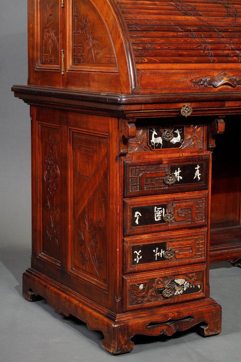 "Japonisme" Cylinder Desk Att. to G. Viardot, France, circa 1880 For ...