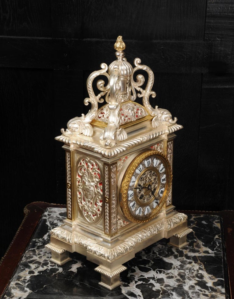 Japy Freres Silver Plated Bronze Antique French Bracket Clock at 1stDibs