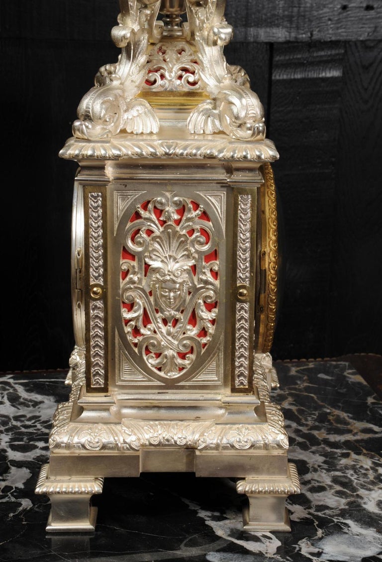 Japy Freres Silver Plated Bronze Antique French Bracket Clock at 1stDibs