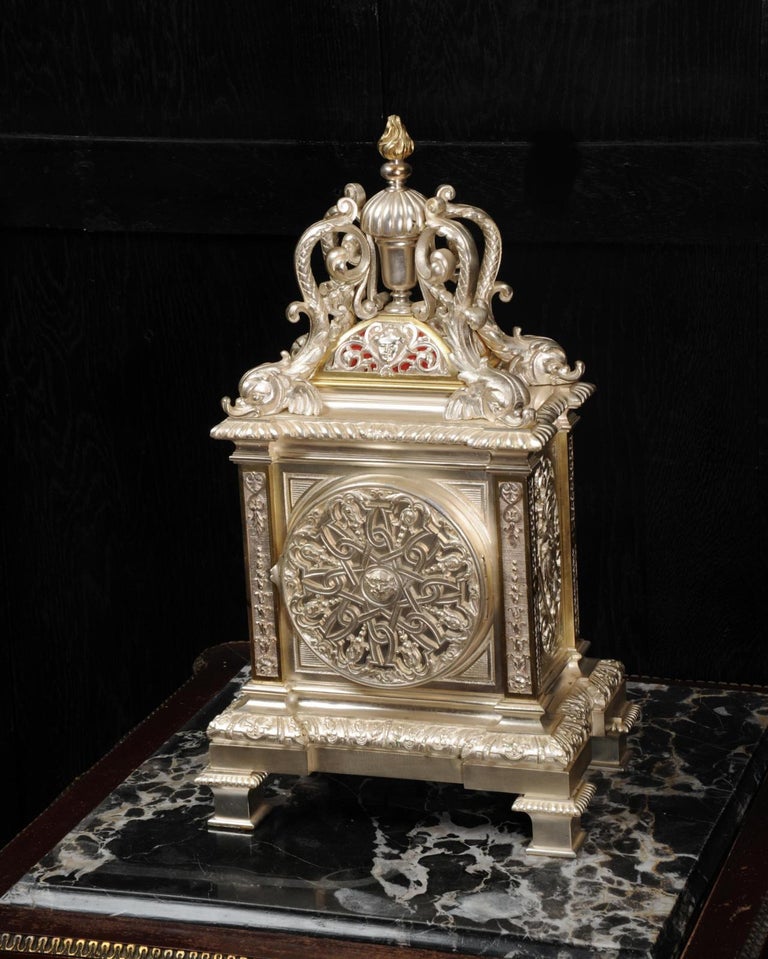 Japy Freres Silver Plated Bronze Antique French Bracket Clock at 1stDibs