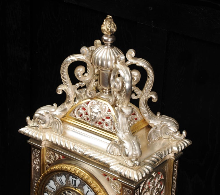 Japy Freres Silver Plated Bronze Antique French Bracket Clock at 1stDibs