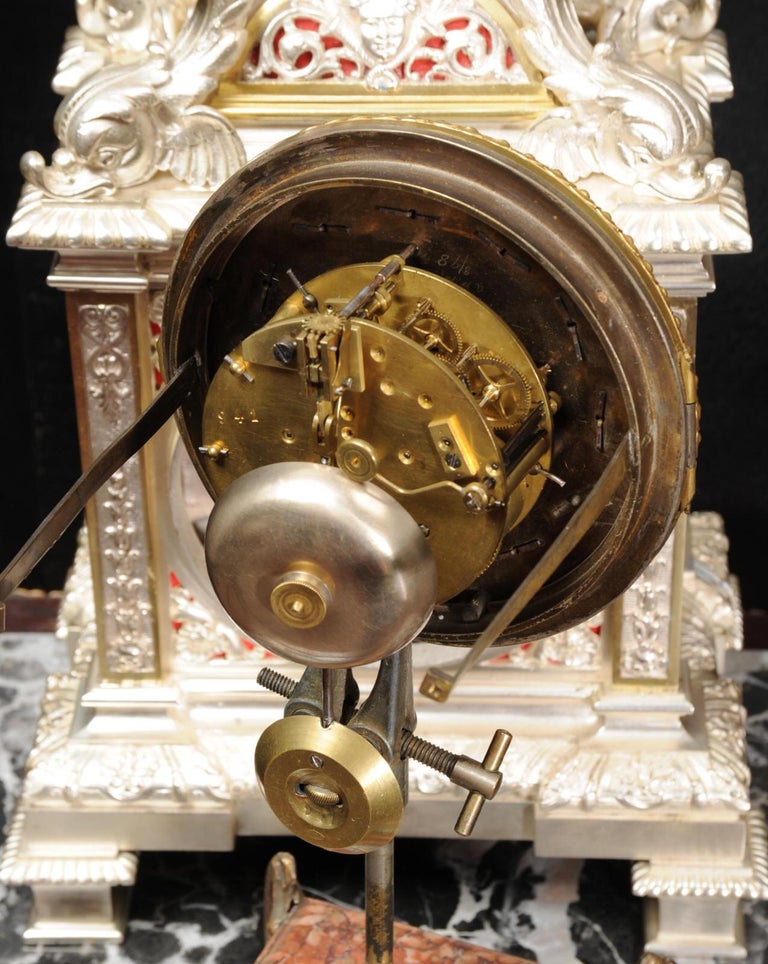 Japy Freres Silver Plated Bronze Antique French Bracket Clock at 1stDibs