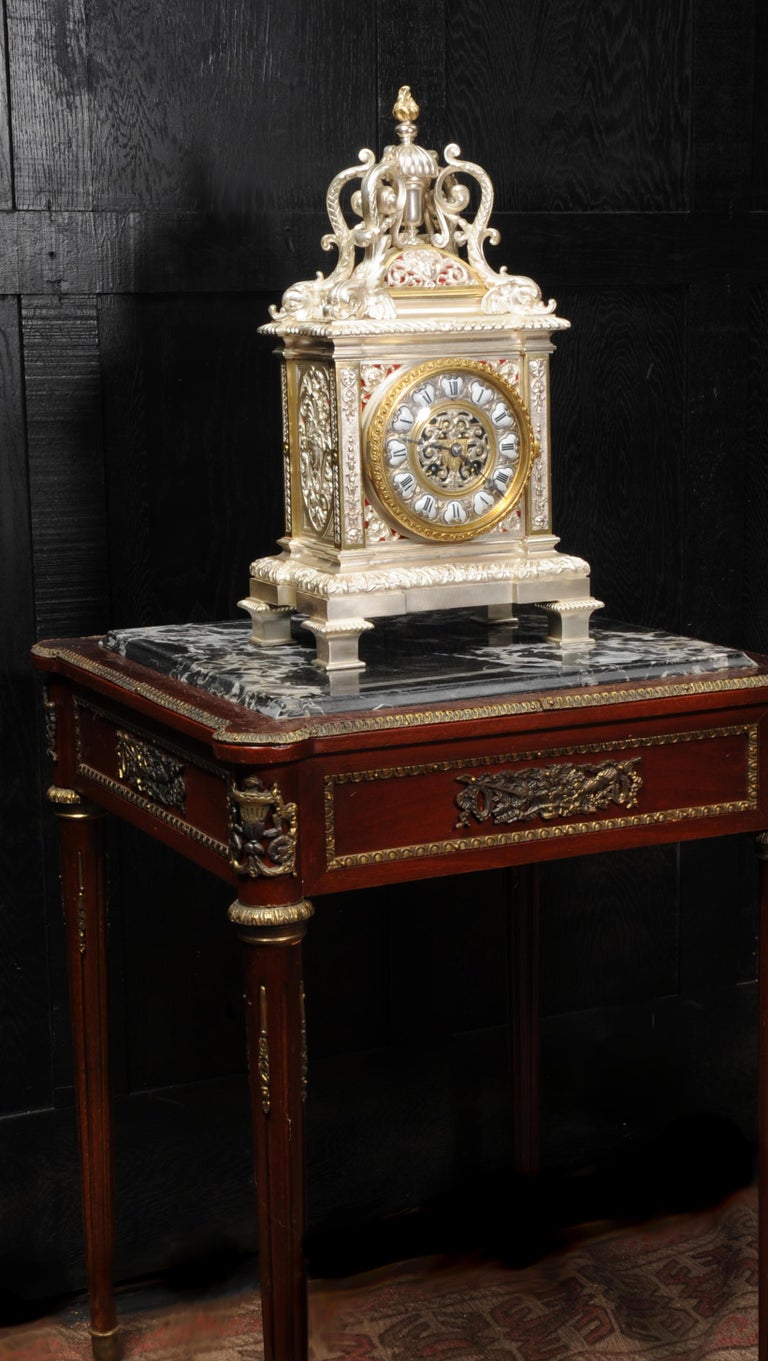 Japy Freres Silver Plated Bronze Antique French Bracket Clock at 1stDibs