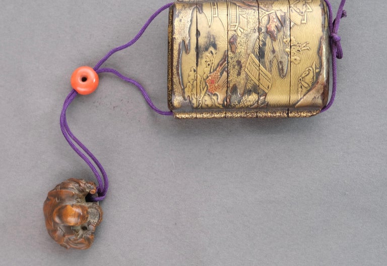 Japanese Inro with Its Netsuke, Late 19th C. at 1stDibs