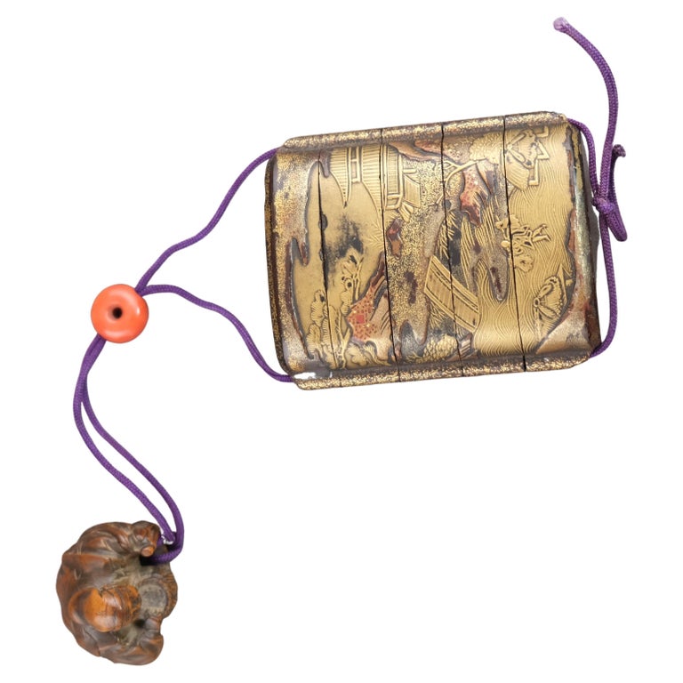 Japanese Inro with Its Netsuke, Late 19th C. at 1stDibs