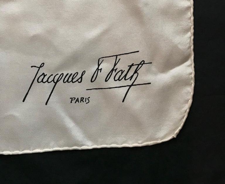 Jaques Fath Black and White Silk Scarf Circa 1930 For Sale at 1stDibs