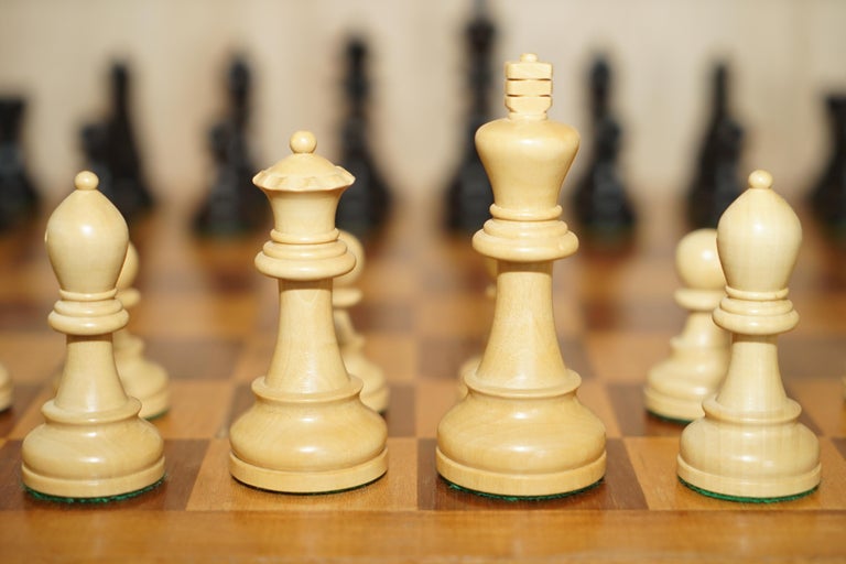 Jaques of London Staunton Chessmen Set with Board Chess Board and ...