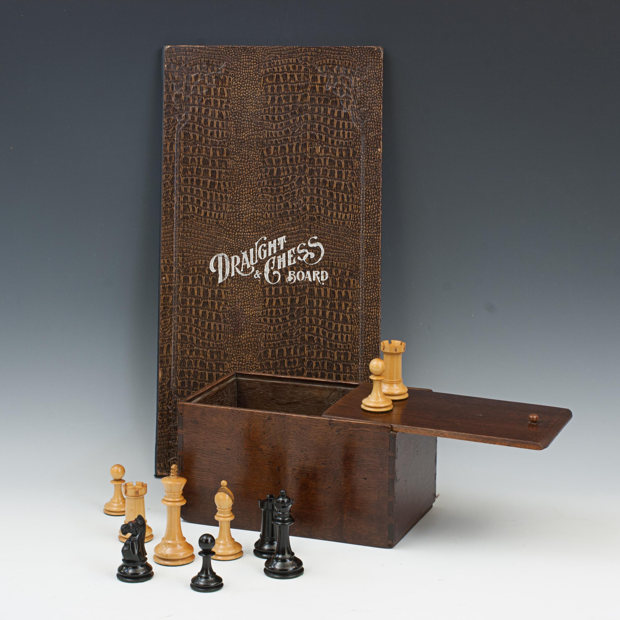 Jaques Staunton Chess Set, With Folding Board For Sale at 1stDibs