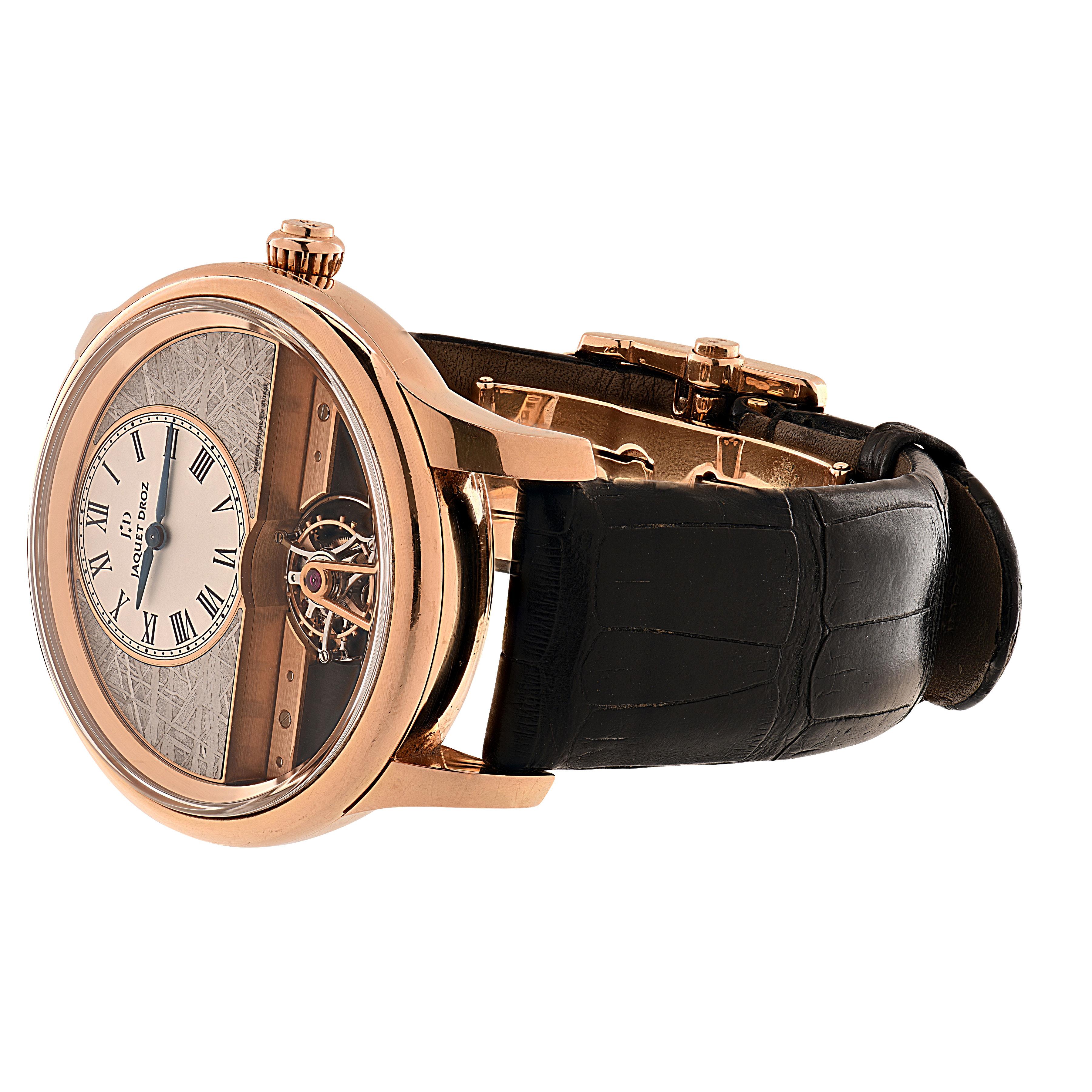 Jaquet Droz Tourbillion Meteorite Rose Gold Watch For Sale at 1stDibs