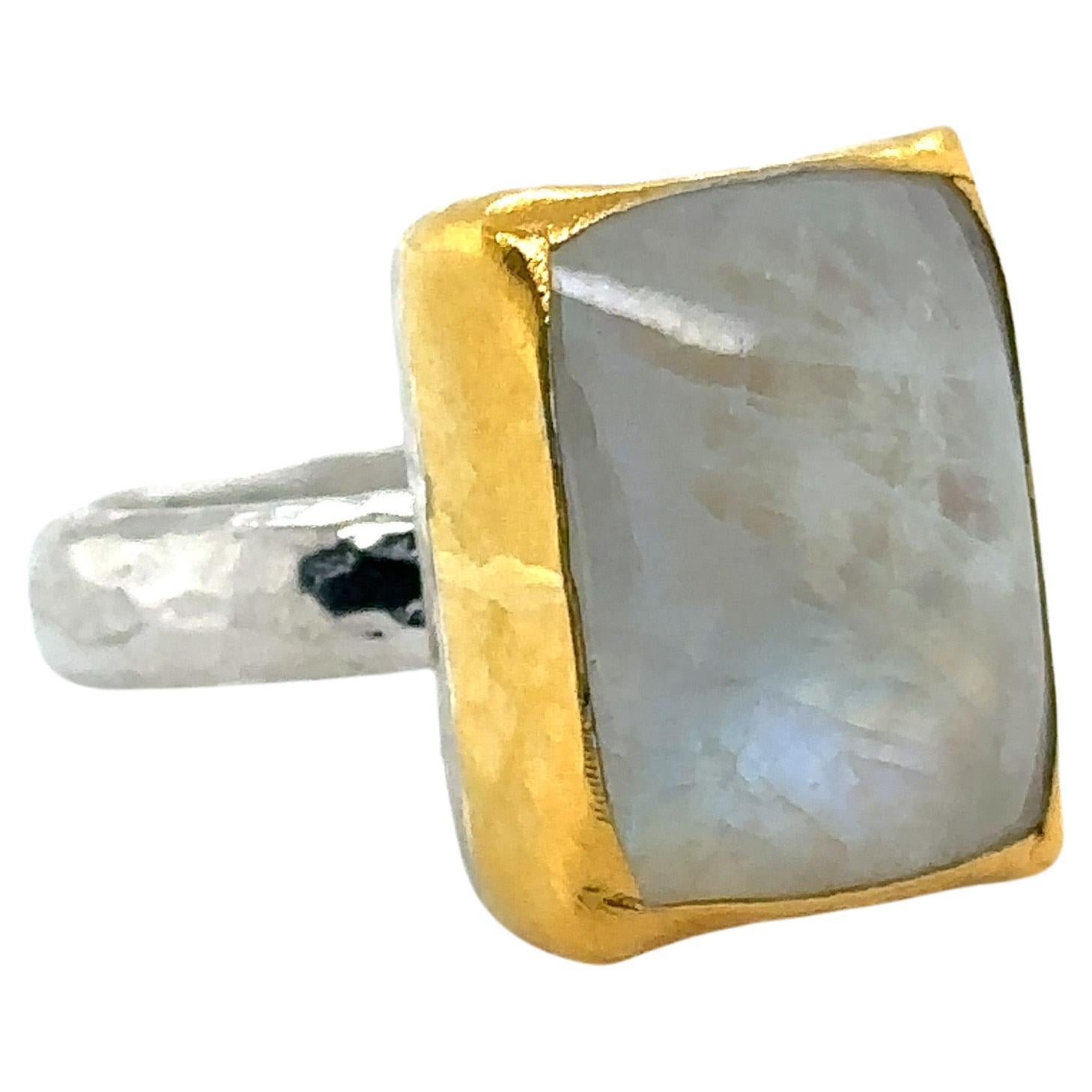 JAS-19-1795 - 24K GOLD/STERLING SILVER RING with 11.0CT CUSHION CUT ...
