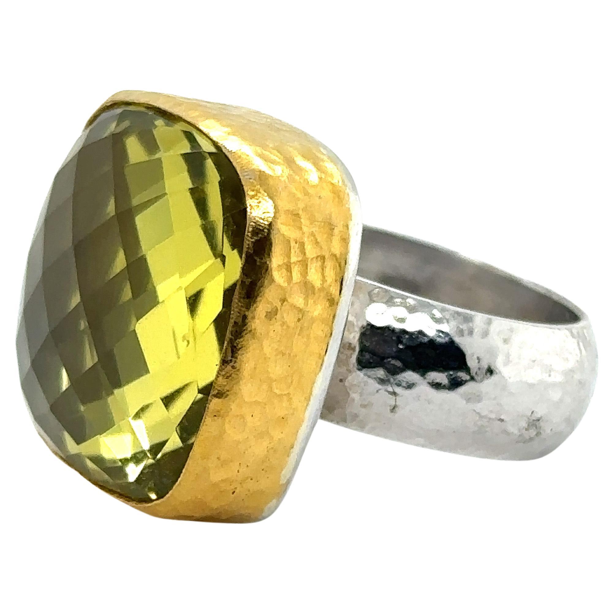 JAS-19-1917 - 24K GOLD/STERLING SILVER RING with LEMON QUARTZ For Sale ...