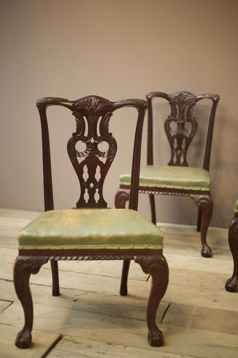 Jas Shoolbred Dining chairs in mint green leather For Sale at 1stDibs