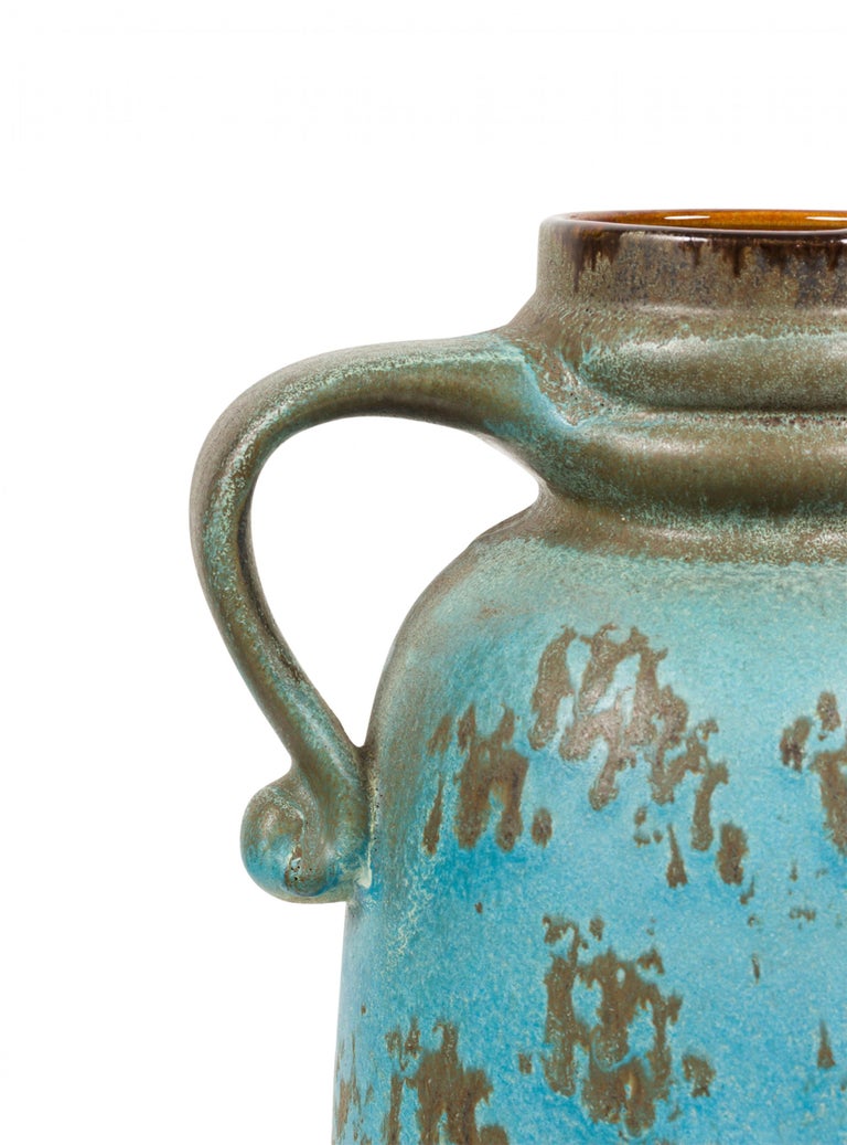 Jasba Keramik West German Mid-Century Teal and Gray Glazed Ceramic Vase ...