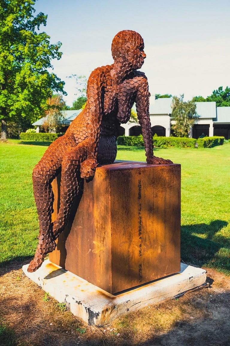 Jason Kimes - Anticipation - large, rust, female figure, Corten steel ...