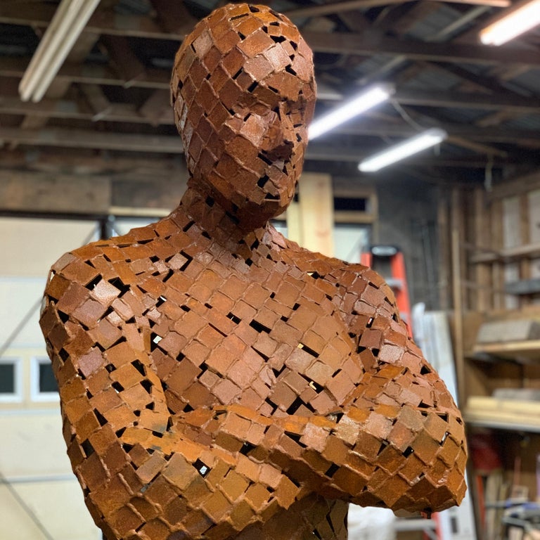 Jason Kimes - Positive Capability - large, rust, male figure, Corten ...