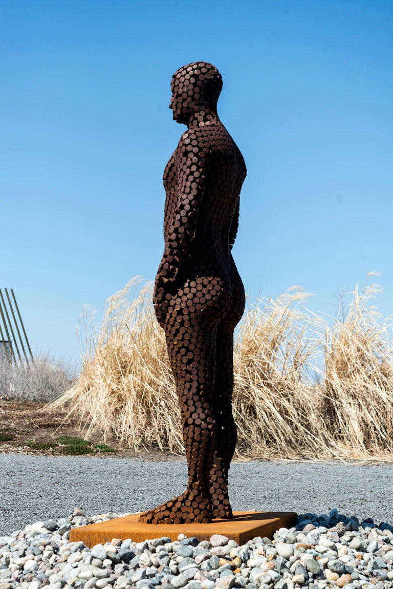 Jason Kimes - Sentinel - large, rusted, male figure, Corten steel ...