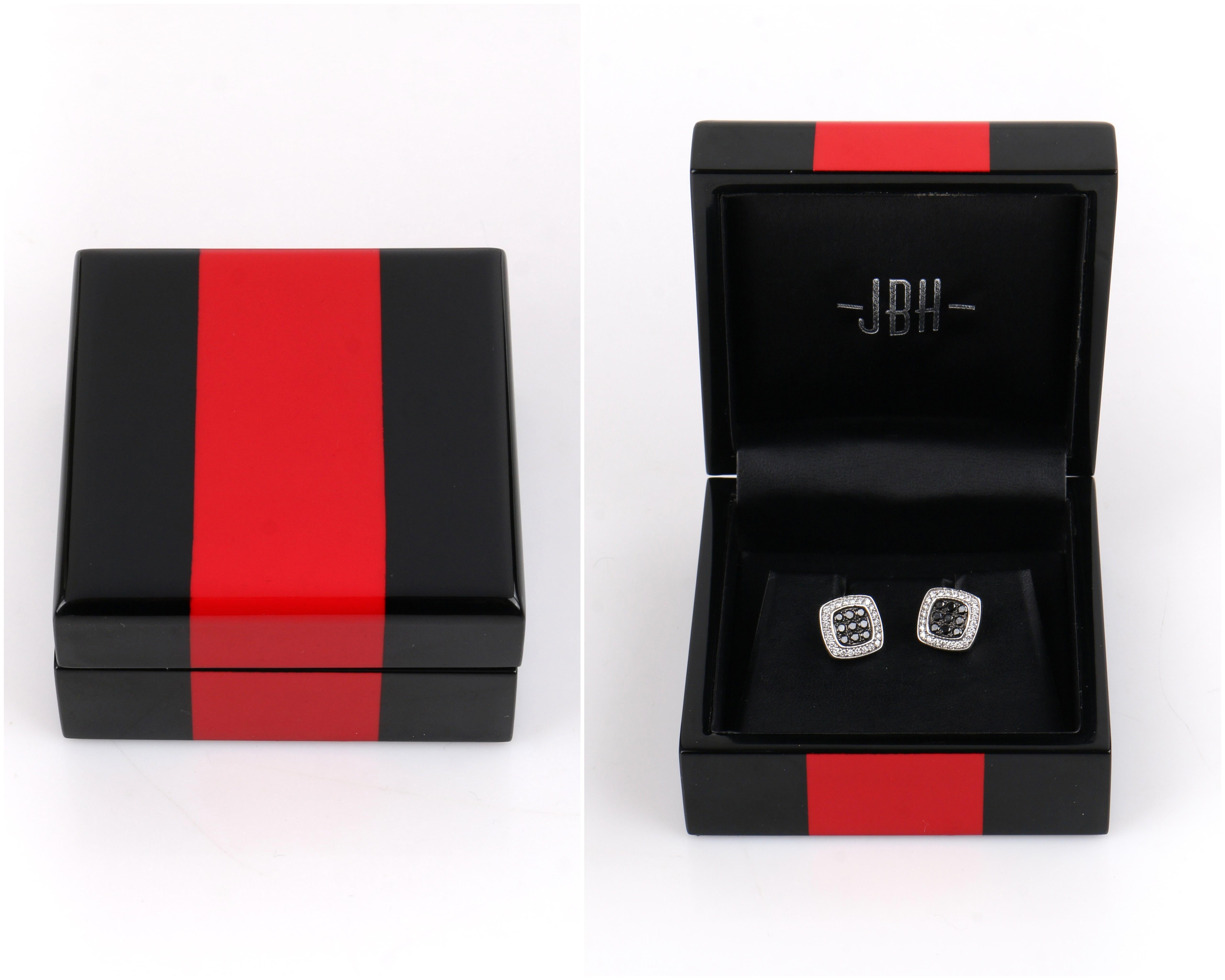 JASON OF BEVERLY HILLS Black and White Diamond 14K White Gold Stud ...