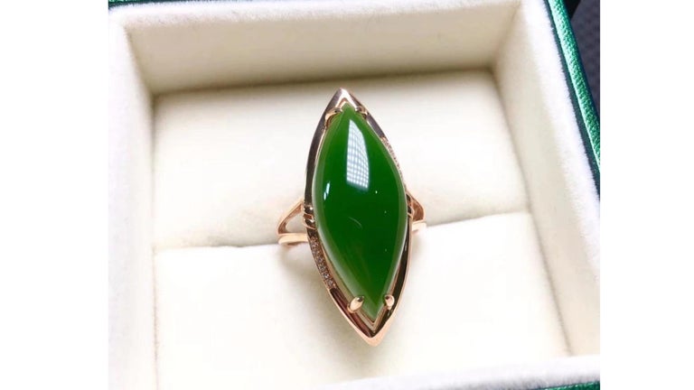 Jasper Diamond Ring 18 Karat Yellow Gold For Sale at 1stDibs