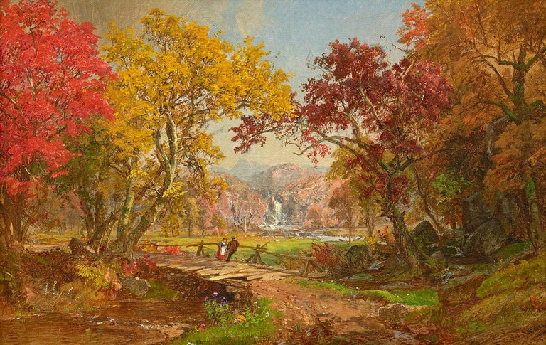 Jasper Francis Cropsey - Couple on a Bridge For Sale at 1stDibs