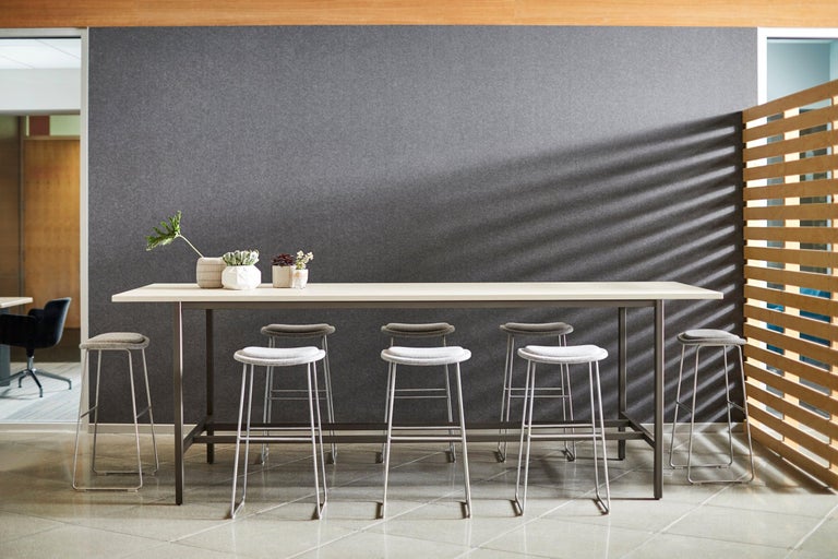 Jasper Morrison Large Hi Pad Bar Stool in Blue Hallingdal Fabric by ...