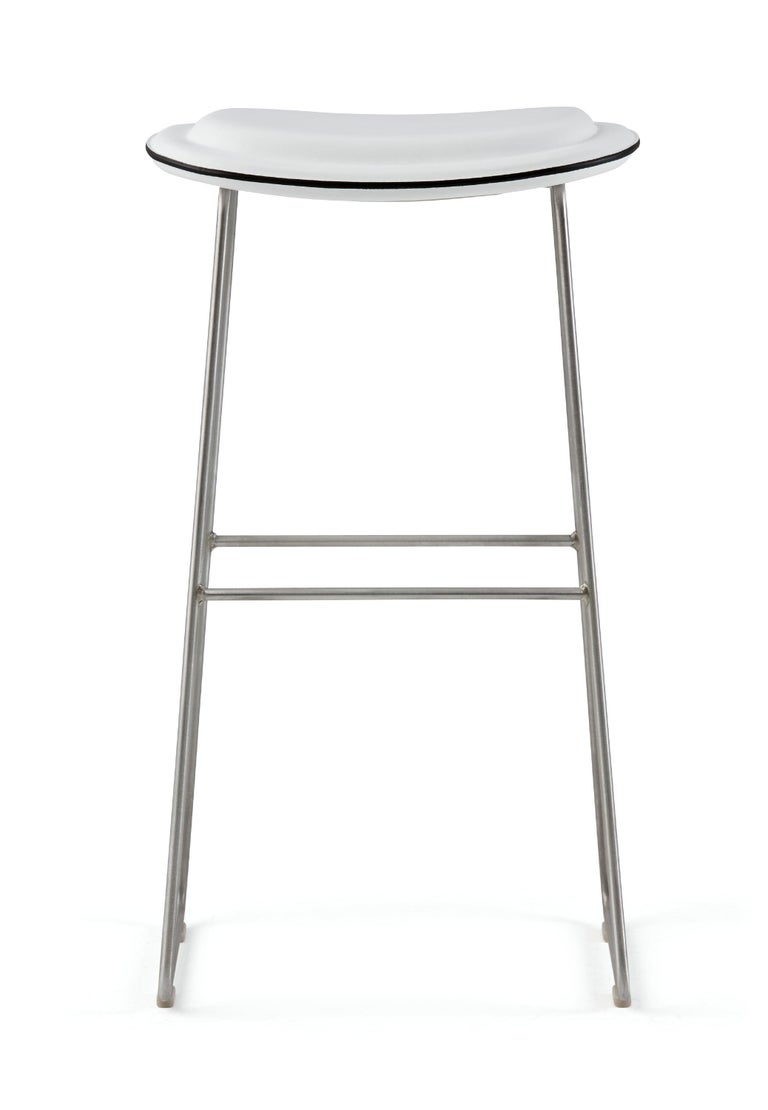 Jasper Morrison Small Hi Pad Stool in White Leather by Cappellini For ...