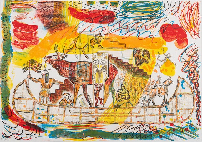 Jaune Quick-to-See Smith - Trade Canoe (A Western Fantasy) For Sale at ...