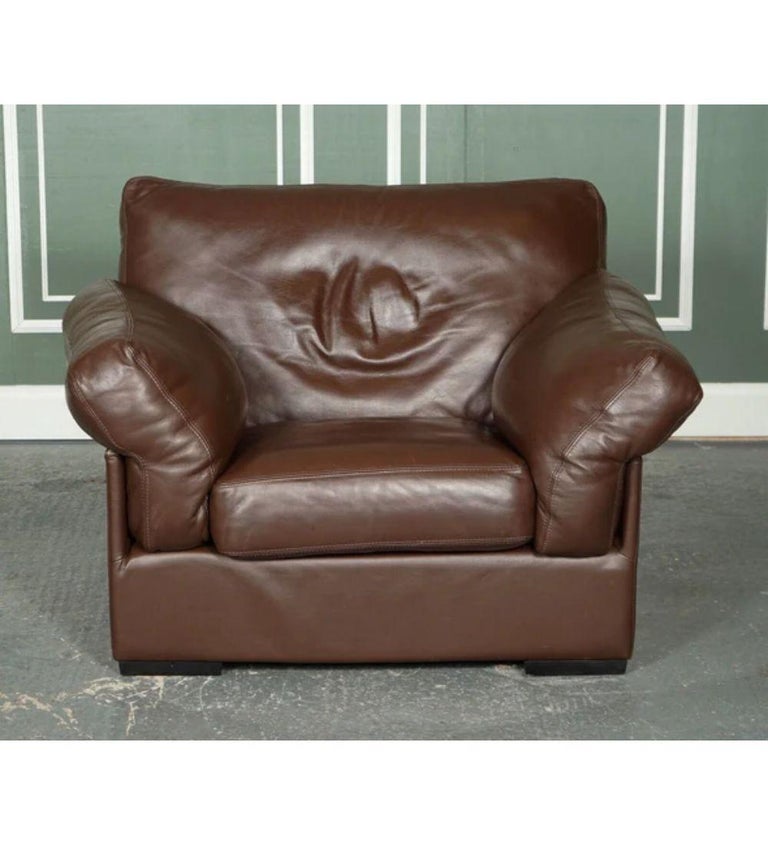 Java Brown Leather Armchair Part of Suite by John Lewis For Sale at 1stDibs
