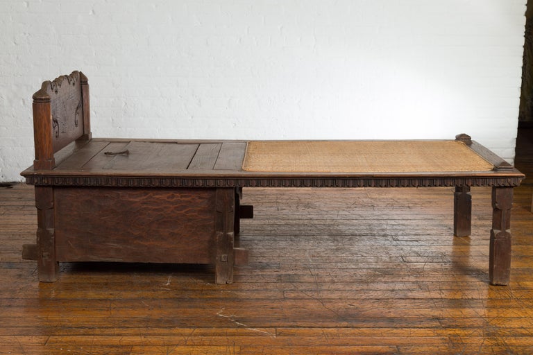 Javanese 19th Century Teak Wood Daybed with Storage and Hand Woven ...