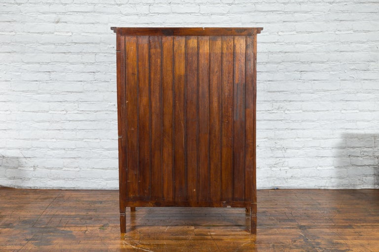Javanese Antique Teak Armoire with Slatted Motifs, Tapered Feet and ...