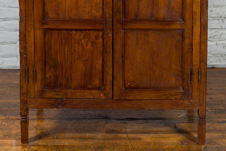 Javanese Antique Teak Armoire with Slatted Motifs, Tapered Feet and ...
