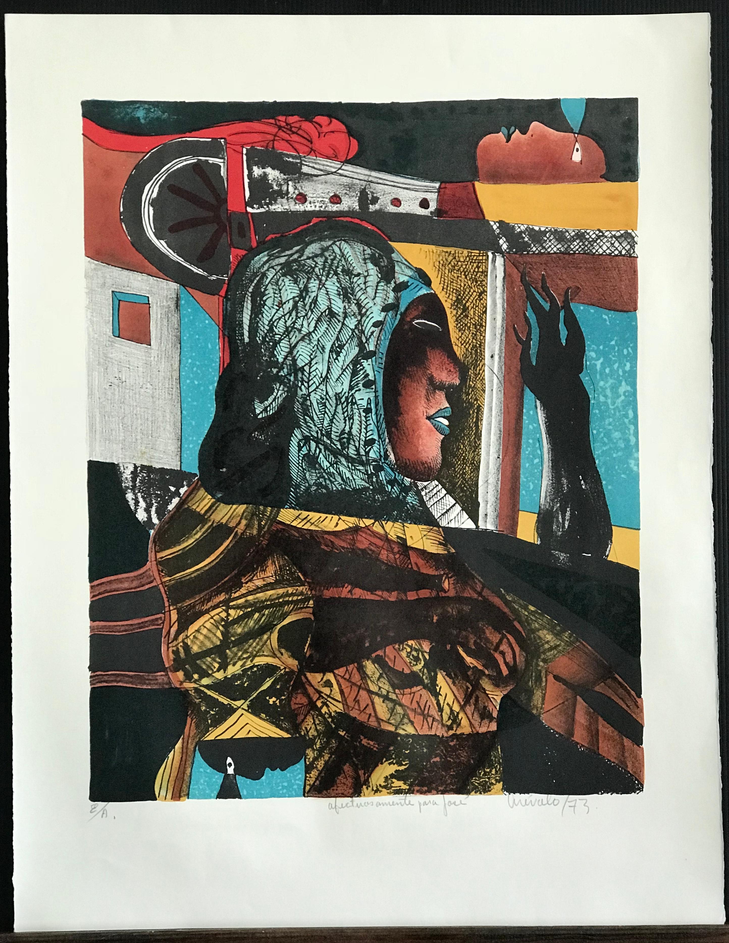 Javier Arévalo - FEMME Signed Lithograph Surreal Profile Portrait ...