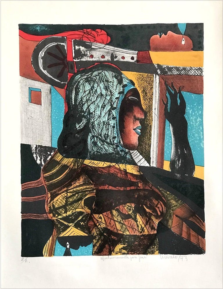 Javier Arévalo - FEMME Signed Lithograph Surreal Portrait, Dark Shadows ...