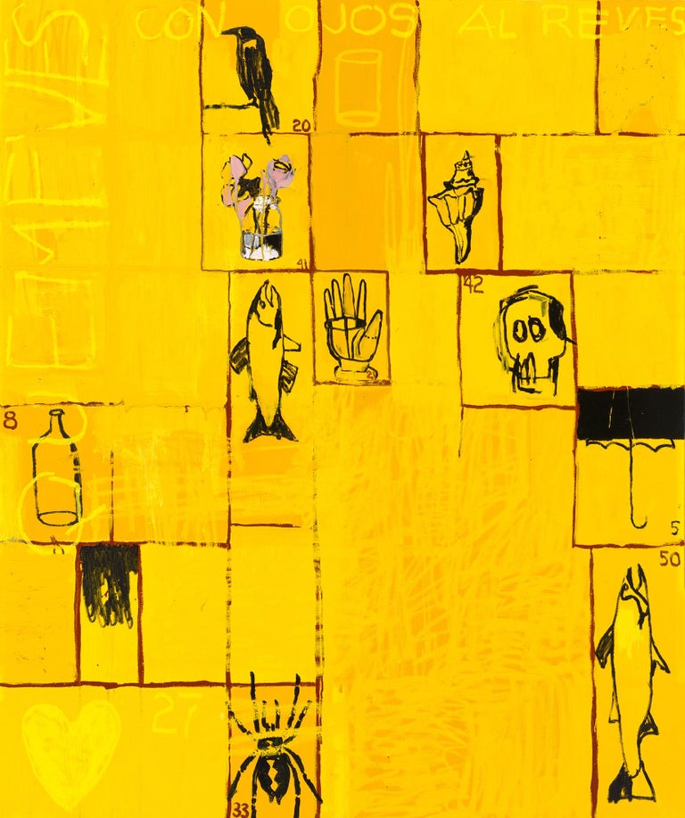 Javier Arizmendi-Kalb - Loteria — 72 x 60 inches- yellow abstract oil ...
