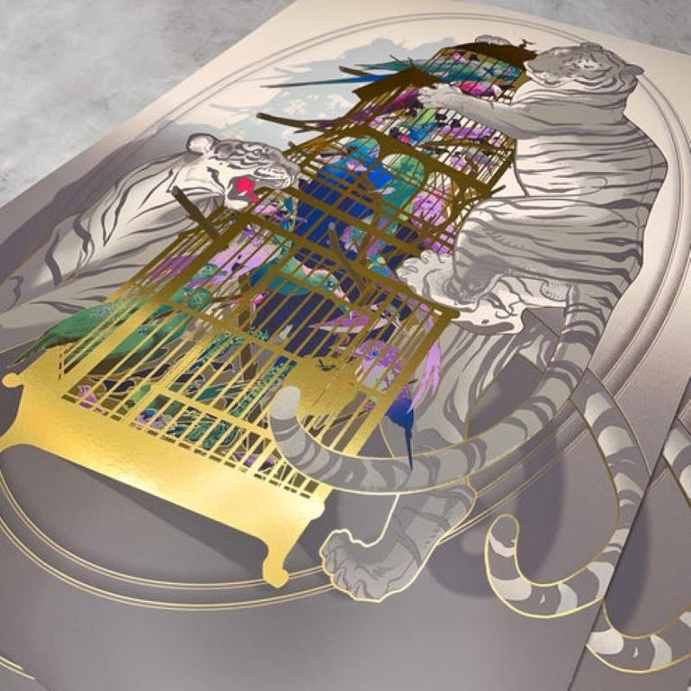 Jaw cooper - Aviary Gold Embellished Screenprint Limited Edition Tigers ...