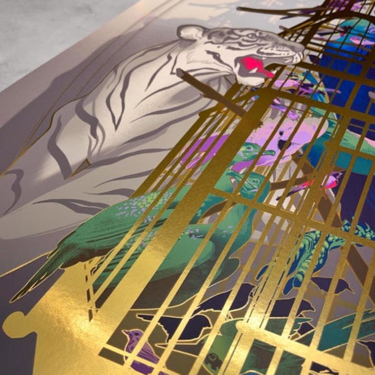 Jaw cooper - Aviary Gold Embellished Screenprint Limited Edition Tigers ...