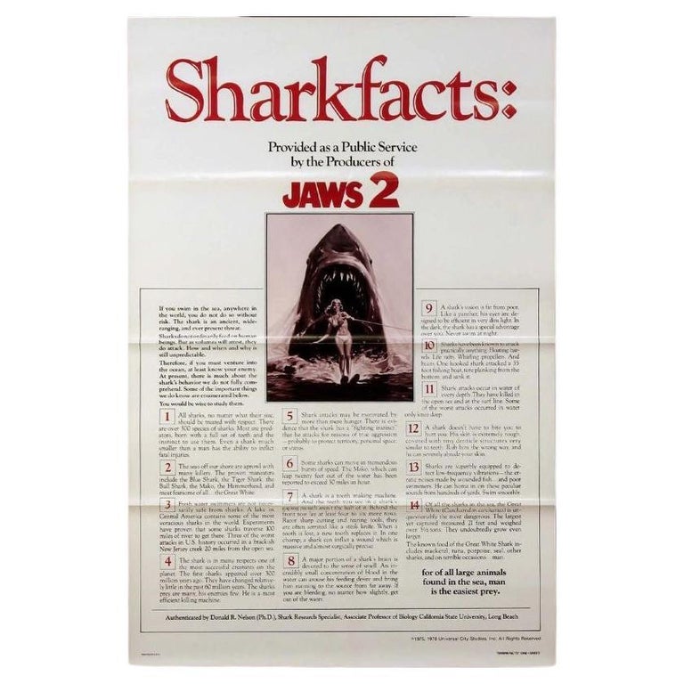 Jaws 2, Unframed Poster, 1978 For Sale at 1stDibs
