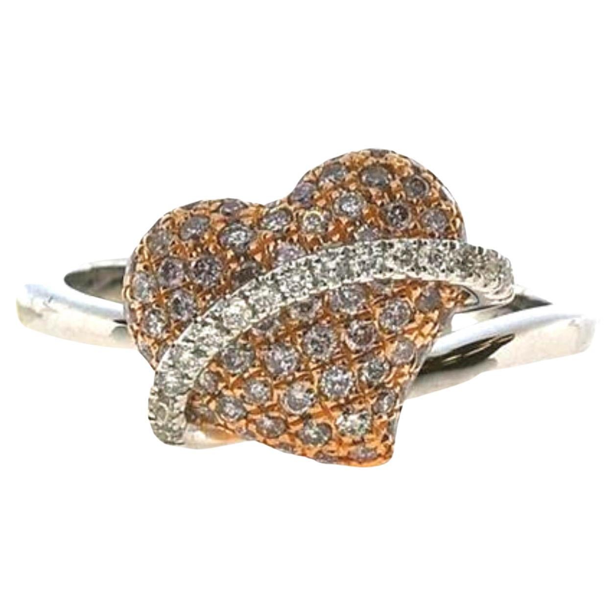 Jay Feder 18k Yellow Gold Yellow and White Diamond Pave Heart Ring For ...