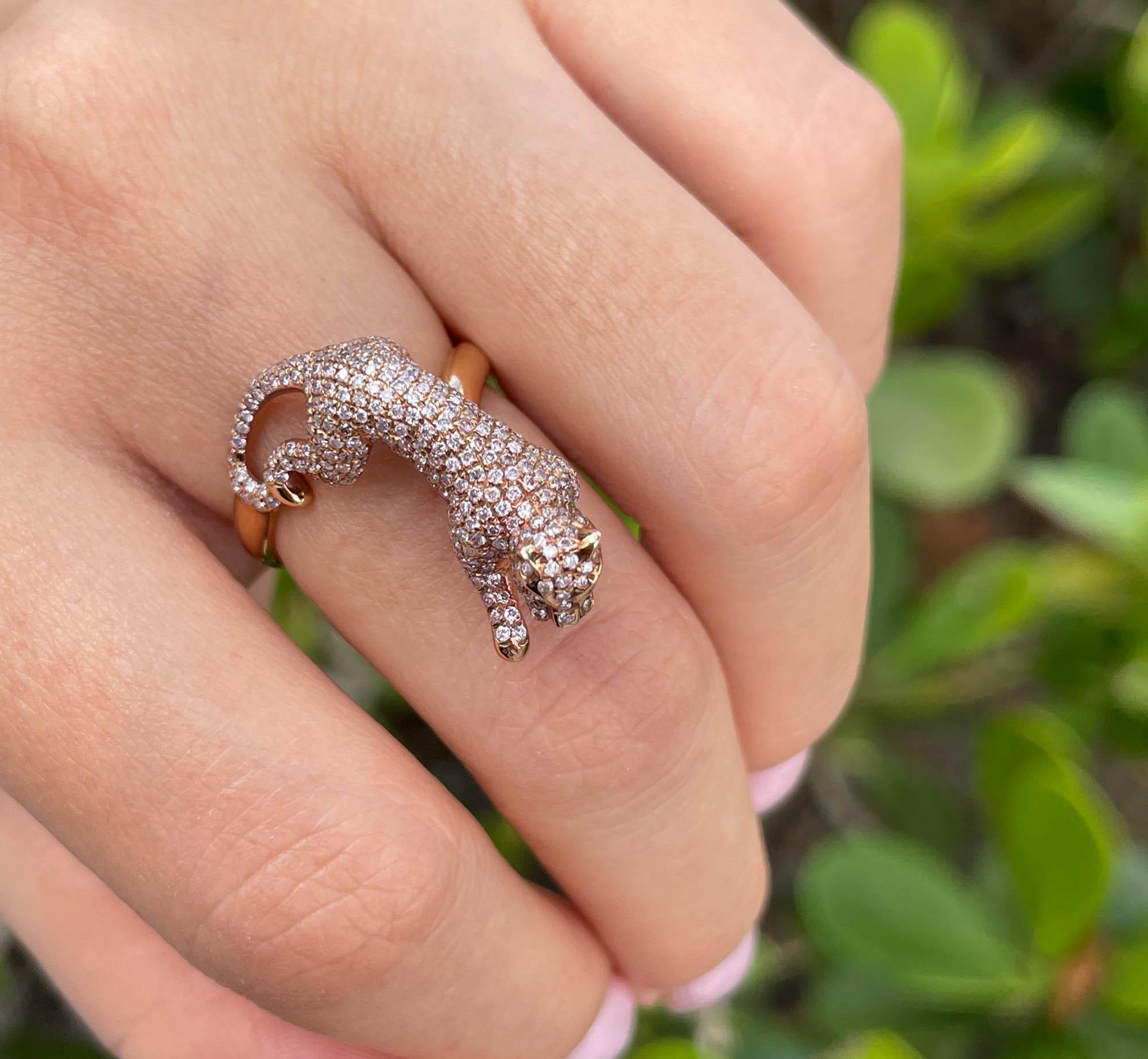 Jay Feder 18k Rose Gold Diamond Panther Ring For Sale at 1stDibs | jay ...