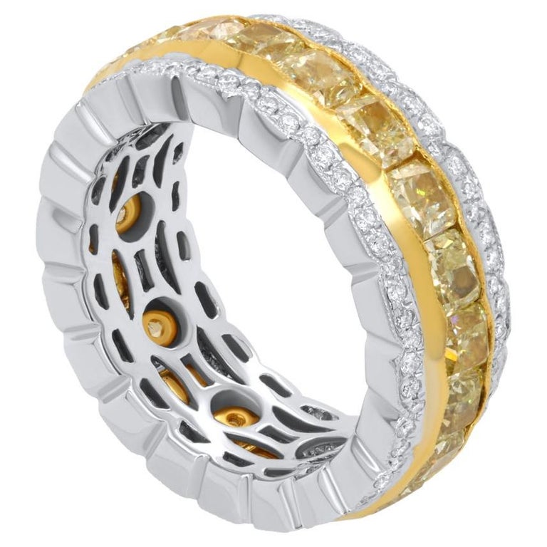 Jay Feder 18k Two Tone Gold Yellow Diamonds Scallop Eternity Band For Sale at 1stDibs