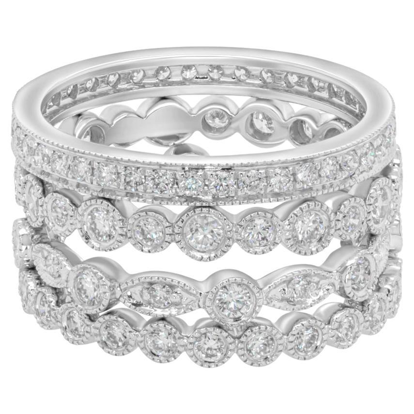 Jay Feder 18k Yellow Gold Diamond 4 Row Varieties Stackable Halfway Bands For Sale at 1stDibs