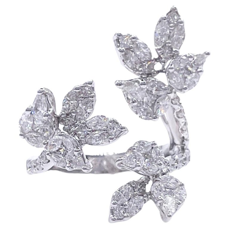 Jay Feder 18k White Gold Mixed Diamond Cocktail Fashion Ring For Sale ...
