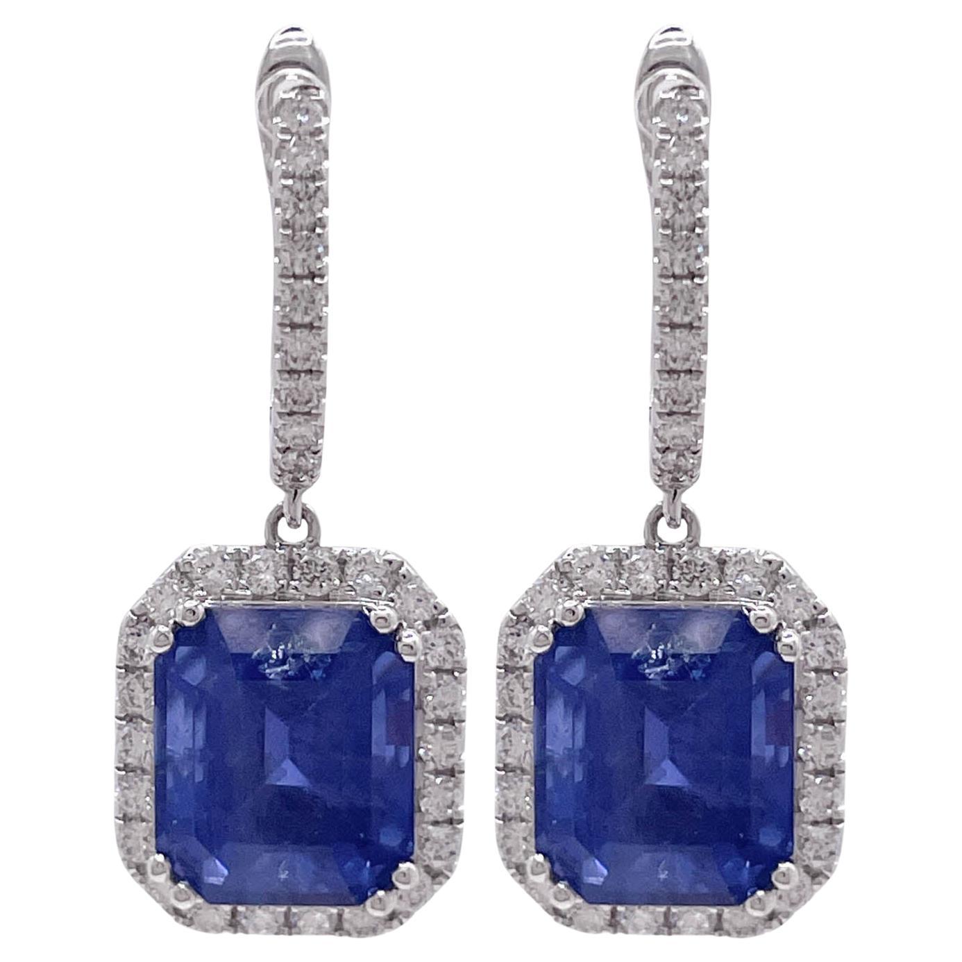 Jay Feder 18k White Gold Sapphire and Diamond Drop Dangle Earrings For ...