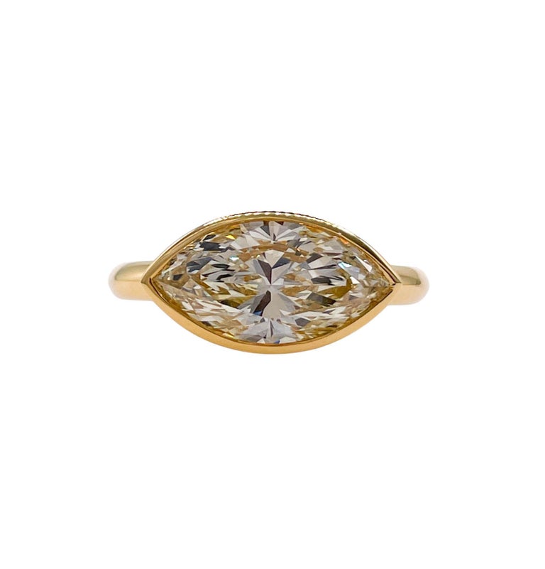 Jay Feder 18k Yellow Gold Marquise Diamond Engagement Right Hand ...