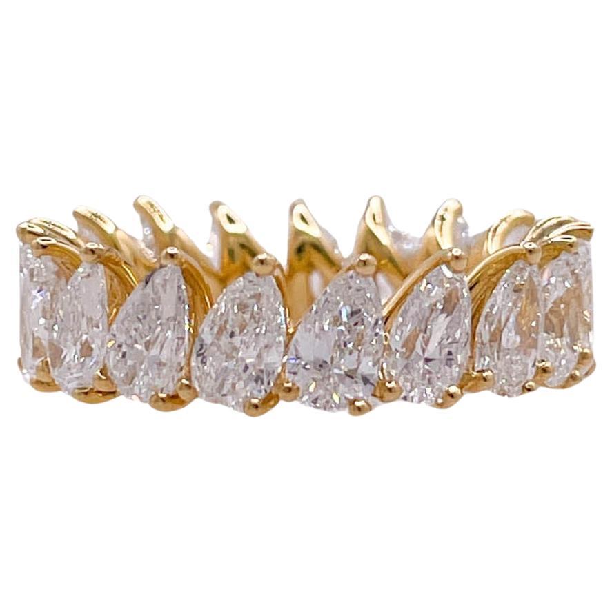 Jay Feder 18k Yellow Gold Pear Diamond Slanted Eternity Band Ring at ...