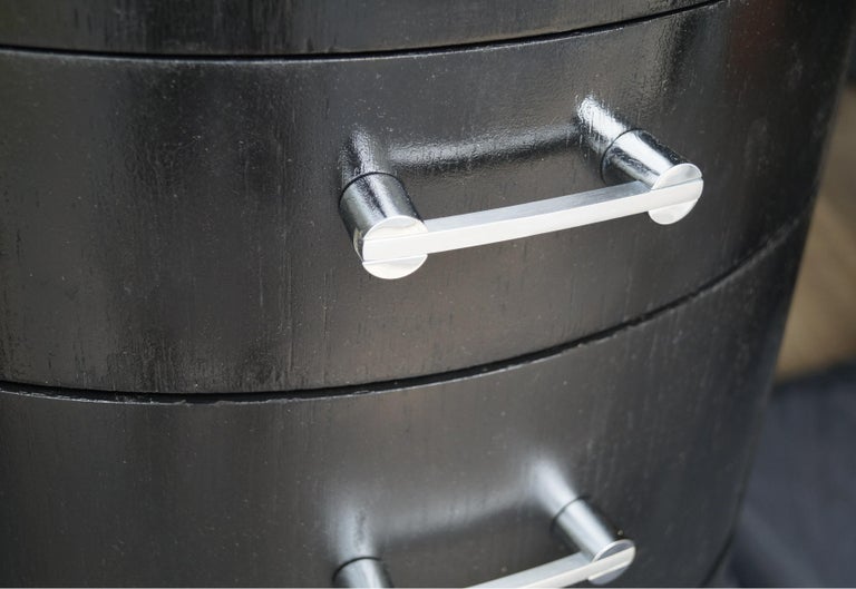 Jay Spectre Eclipse Black Oak Barrel Desk Vanity Glass Top with Book ...