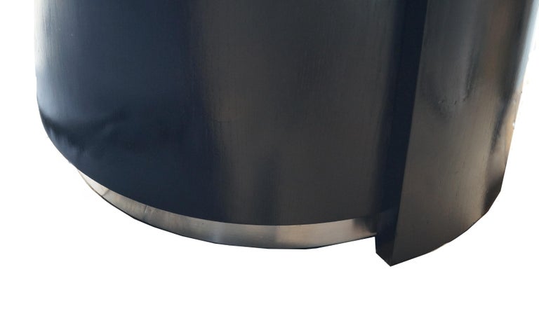 Jay Spectre Eclipse Black Oak Barrel Desk Vanity Glass Top with Book ...