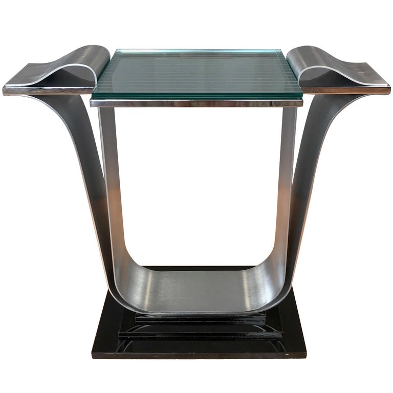 Jay Spectre for Century Furniture Polished and Brushed Steel Console ...